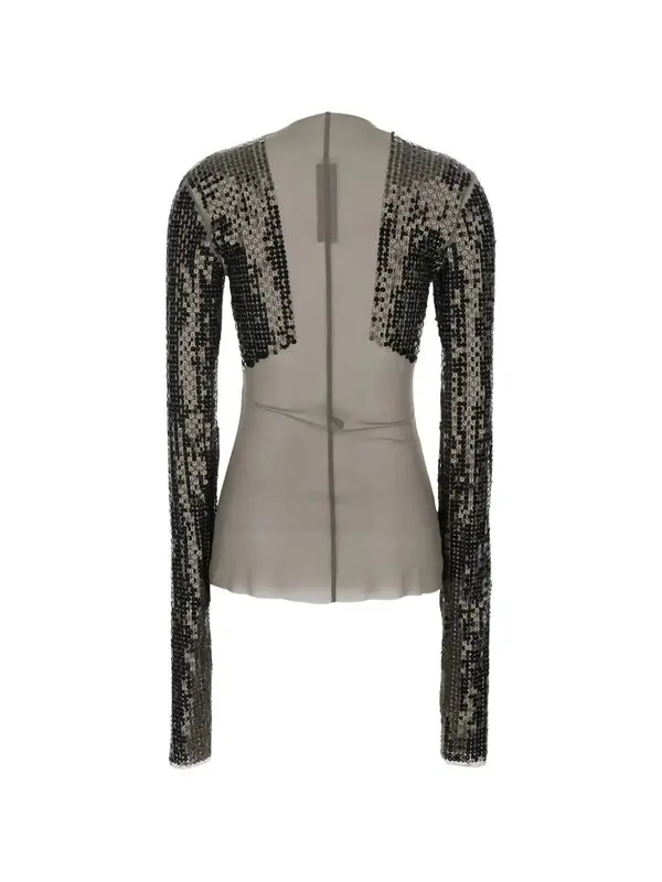 Rick Owens Sequin-embellished Crewneck Long Sleeve Top - Silver