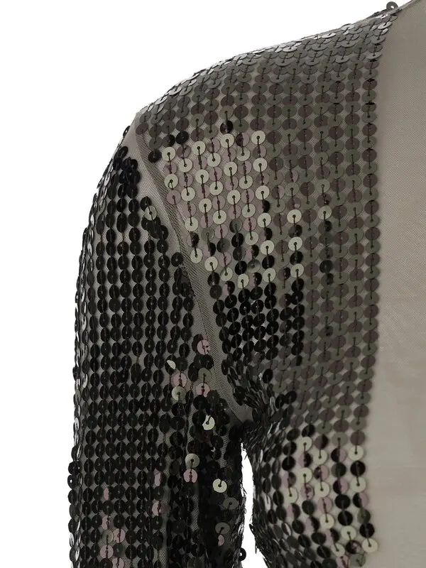 Rick Owens Sequin-embellished Crewneck Long Sleeve Top - Silver