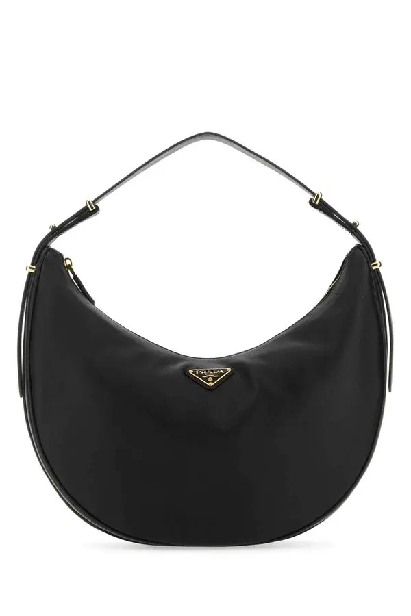 Prada Leather Crescent Shoulder Bag - Black