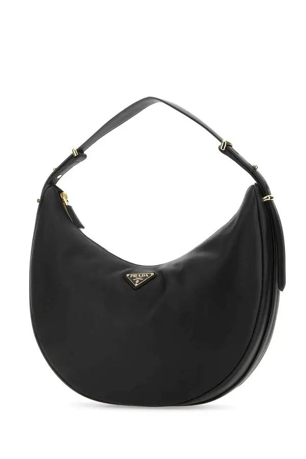 Prada Leather Crescent Shoulder Bag - Black