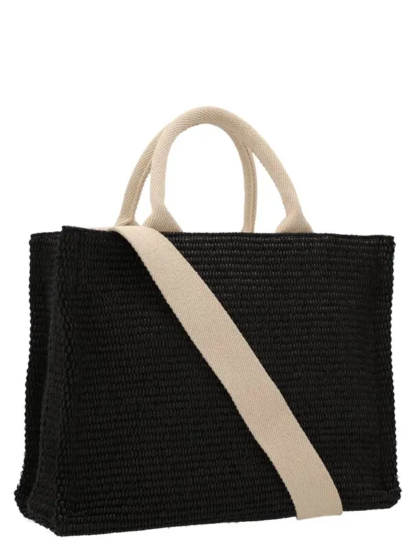 Marni Raffia Mini Tote Shopping Bag - Black