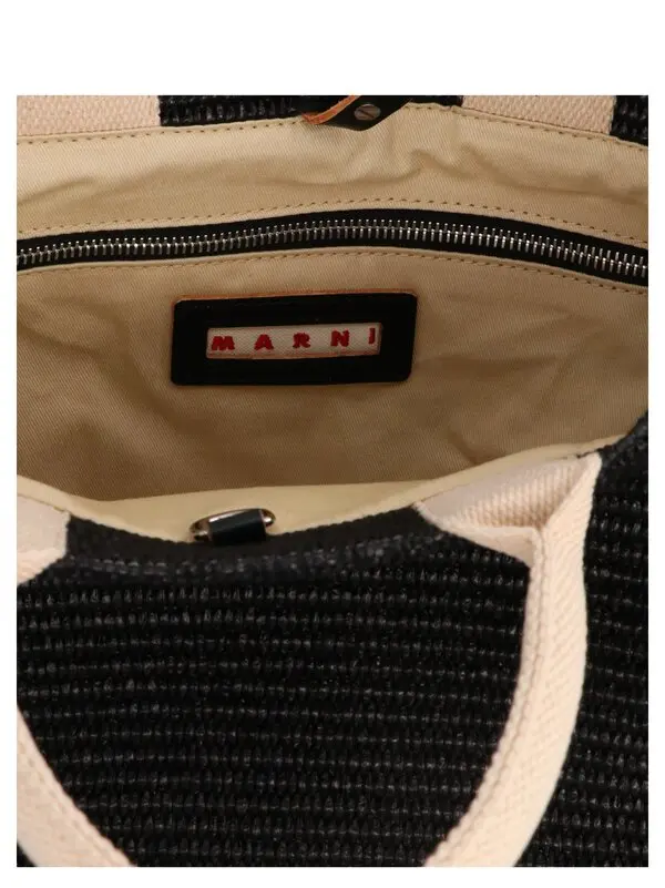 Marni Raffia Mini Tote Shopping Bag - Black