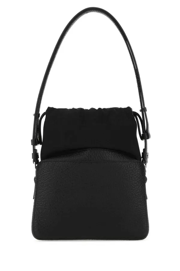 MAISON MARGIELA 5ac Bucket Bag In Leather And Fabric - Black