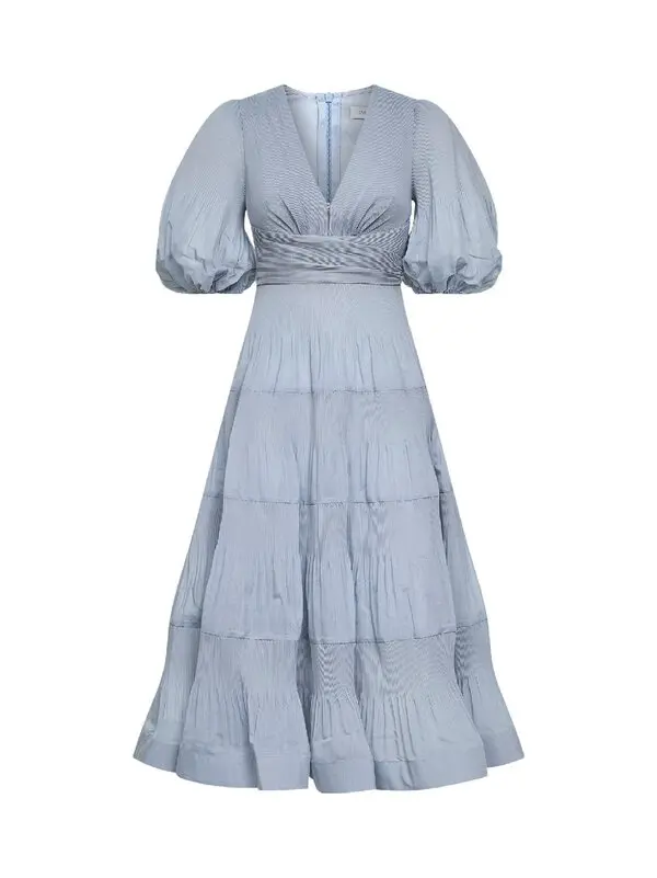 Zimmermann Steel Blue Pleated Midi Dress - Multicolor