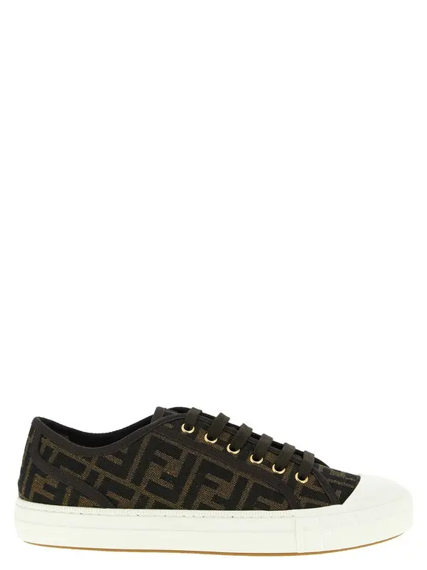 Fendi Chunky Jacquard Logo Lace-up Sneakers - Brown
