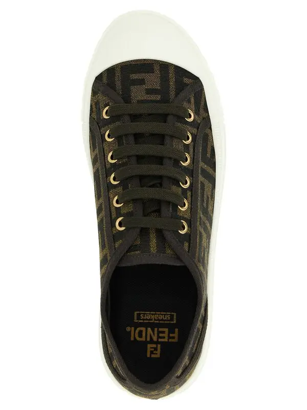 Fendi Chunky Jacquard Logo Lace-up Sneakers - Brown