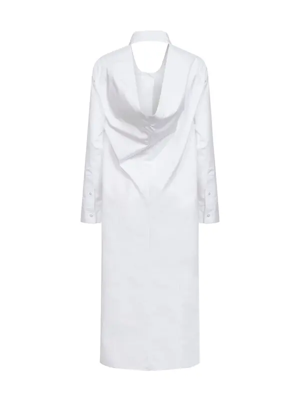 Balenciaga Cotton Poplin Draped Back Shirt Dress - Multicolor