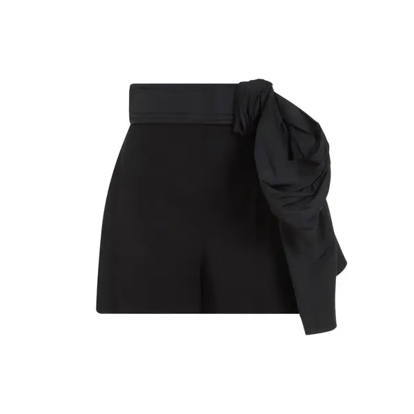 Alexander McQueen Cupro Shorts With Oversized Bow Detail - Black