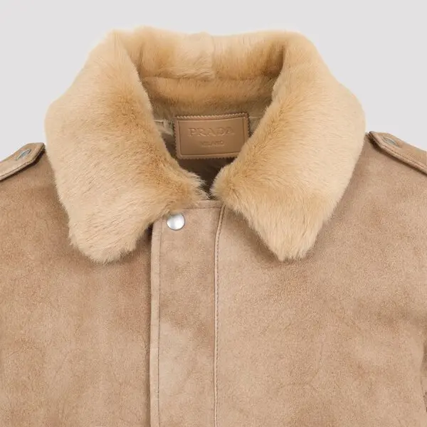 Prada Leather Jacket With Fur Collar