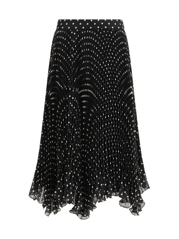 Valentino Garavani Polka-dot Pleated Silk Skirt