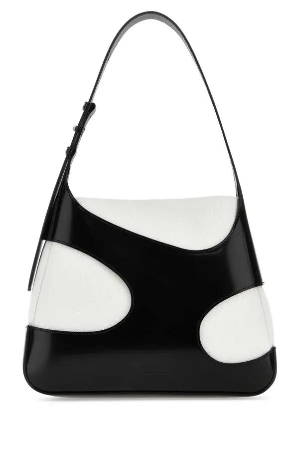 FERRAGAMO Salvatore Two-tone Leather And Canvas Cut-out Shoulder Bag - Multicolor