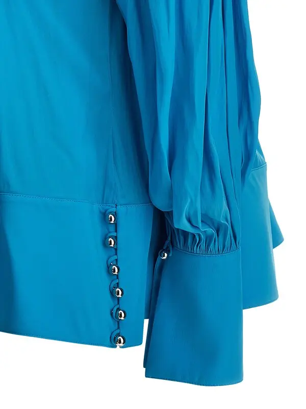 LANVIN Wide Blouse With Drawstring Detail - Blue
