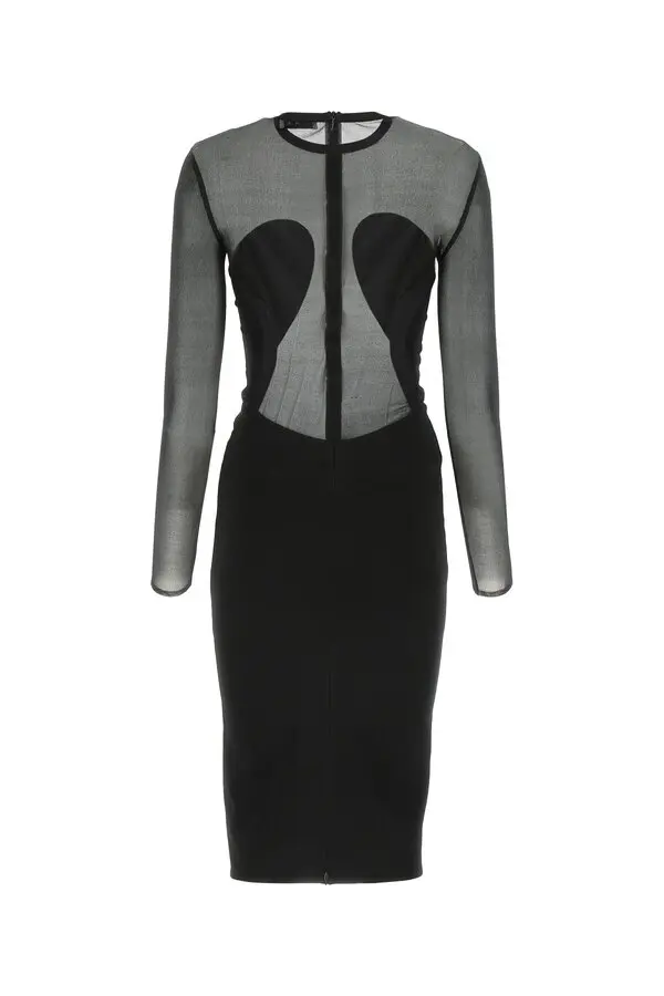 Alaïa Black Mesh Paneled Dress