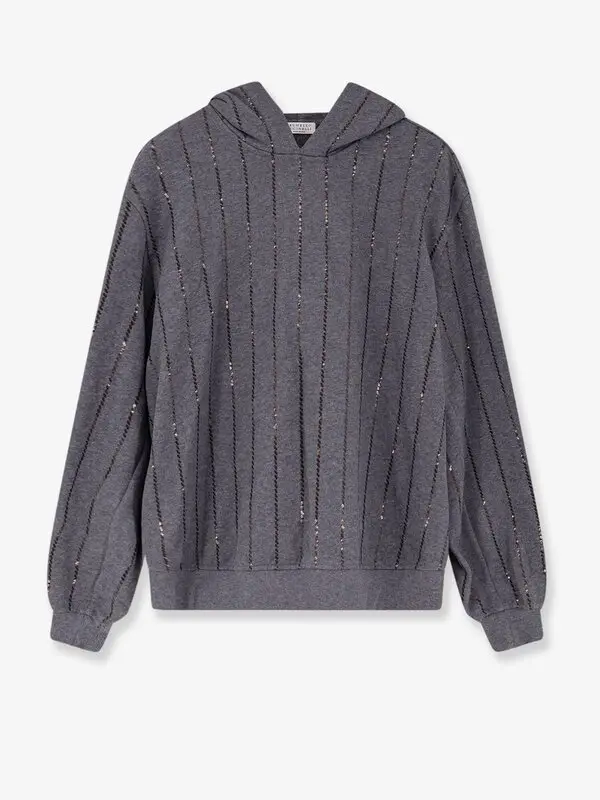 Brunello Cucinelli Sequin Embroidered Cotton Hoodie