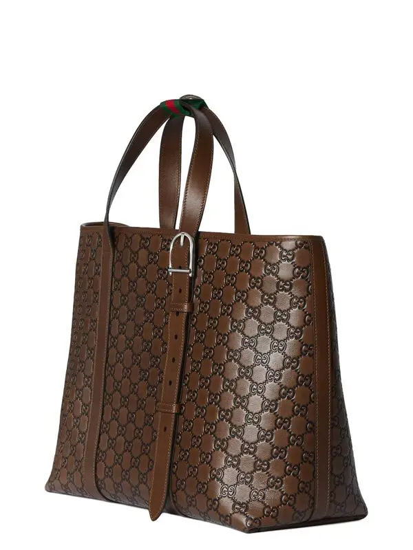 Gucci Gg Emblem Tote Bag - Brown