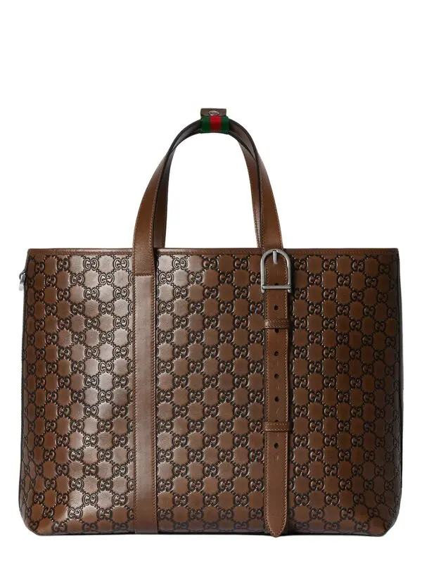 Gucci Gg Emblem Tote Bag - Brown
