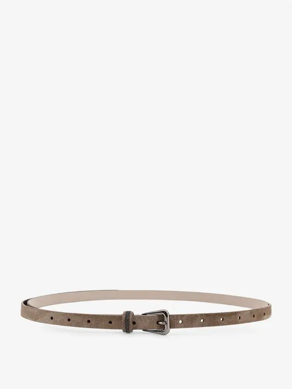 Brunello Cucinelli Suede Belt With Monili Detail - Multicolor