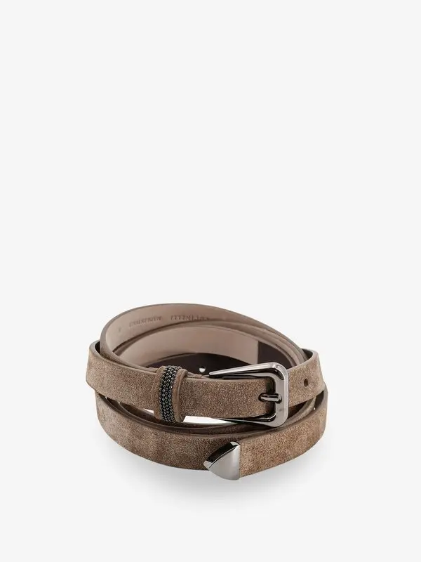 Brunello Cucinelli Suede Belt With Monili Detail - Multicolor