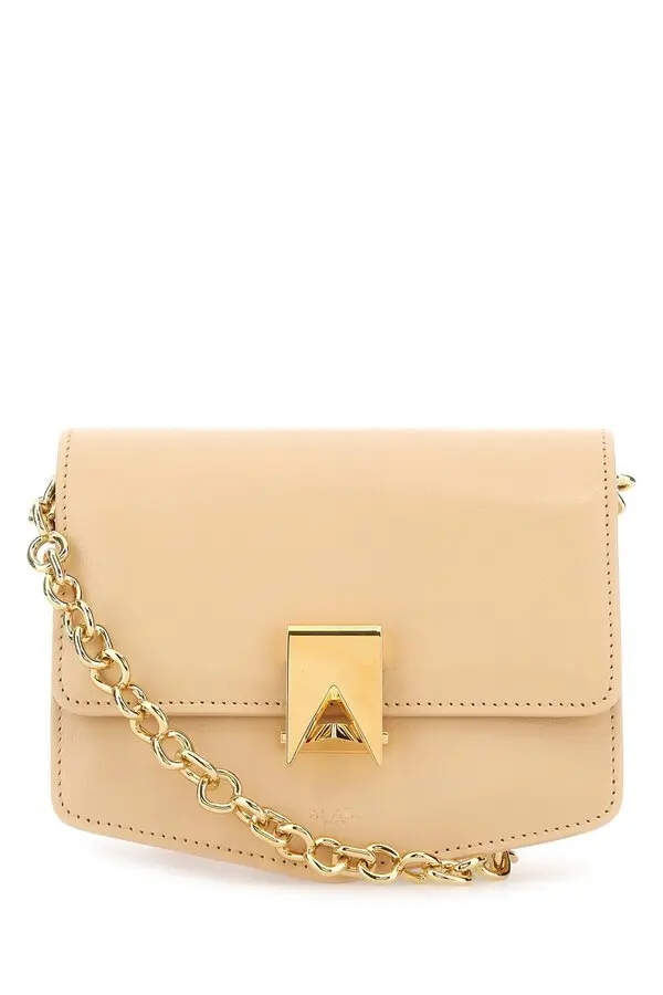 Alaïa Borsa Leather Shoulder Bag With Gold Tone Chain