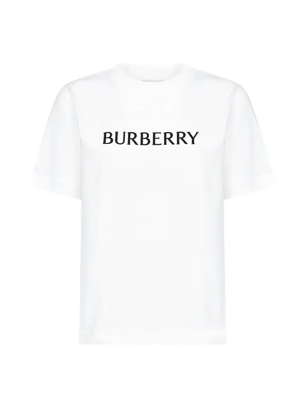 Burberry Chalk White Cotton Logo T-shirt - Multicolor