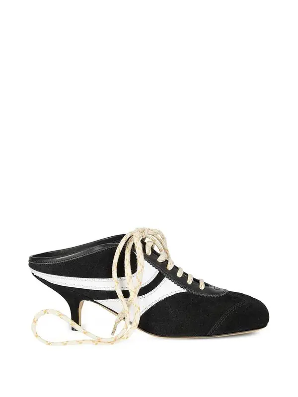 Dries Van Noten Heeled Mules With Lace-up Front - Black