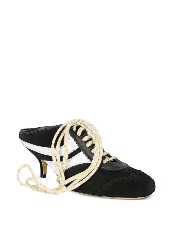 Dries Van Noten Heeled Mules With Lace-up Front - Black