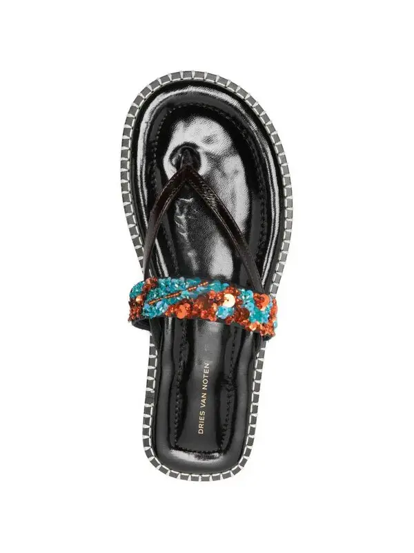 Dries Van Noten Embellished Thong Sandals - Blue