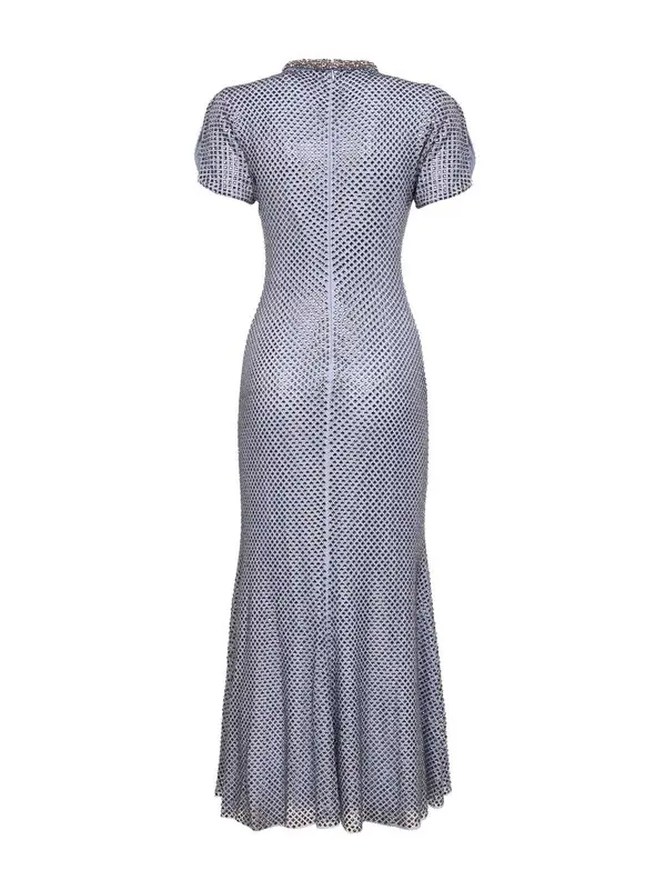 SELF-PORTRAIT Rhinestone Mesh Midi Dress