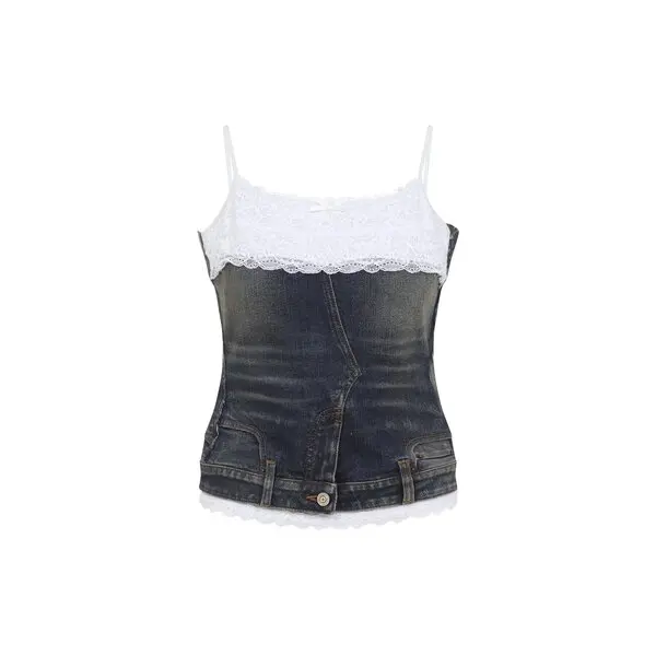 Balenciaga Cotton Lace Insert Top - Blue