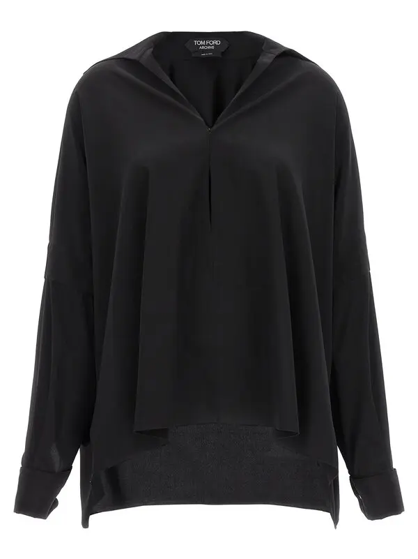 TOM FORD Oversized Crepe De Chine Stretch Silk Shirt