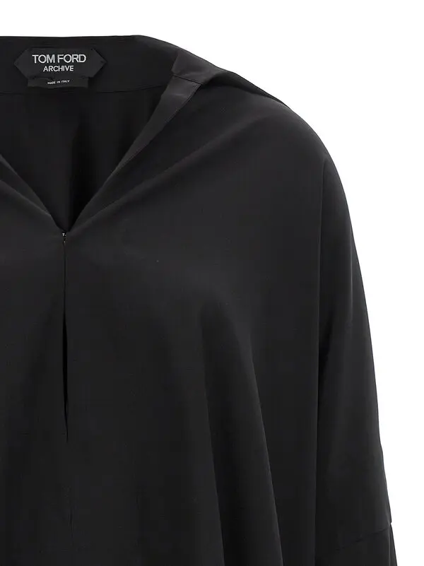 TOM FORD Oversized Crepe De Chine Stretch Silk Shirt