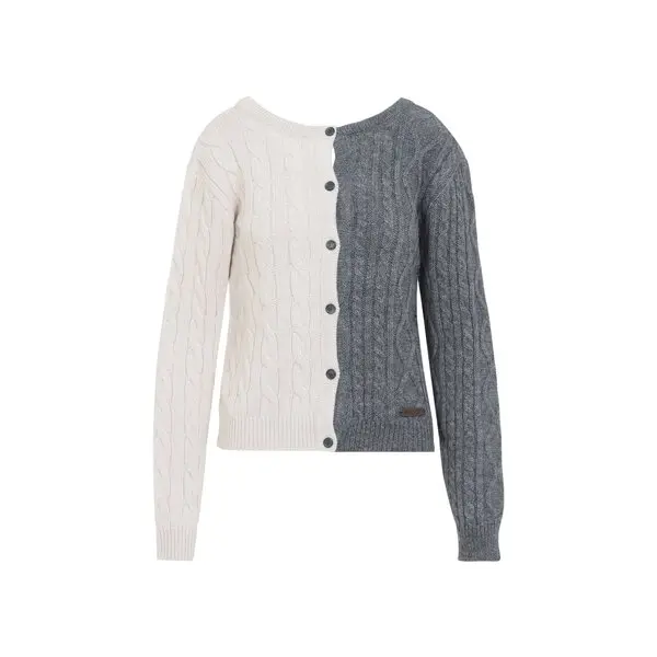 Moschino Bi-color Cable Knit Cardigan - Gray