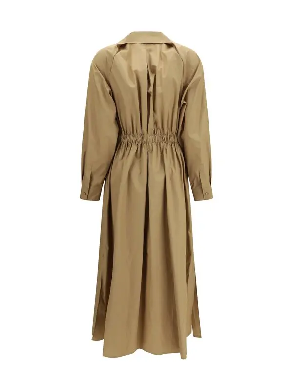 Max Mara Pedaggi Midi Dress In Cotton Poplin - Cream