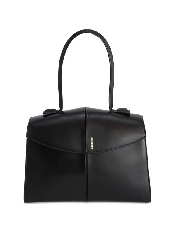 JIL SANDER Linea Medium Leather Tote Bag - Black