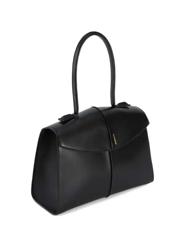 JIL SANDER Linea Medium Leather Tote Bag - Black