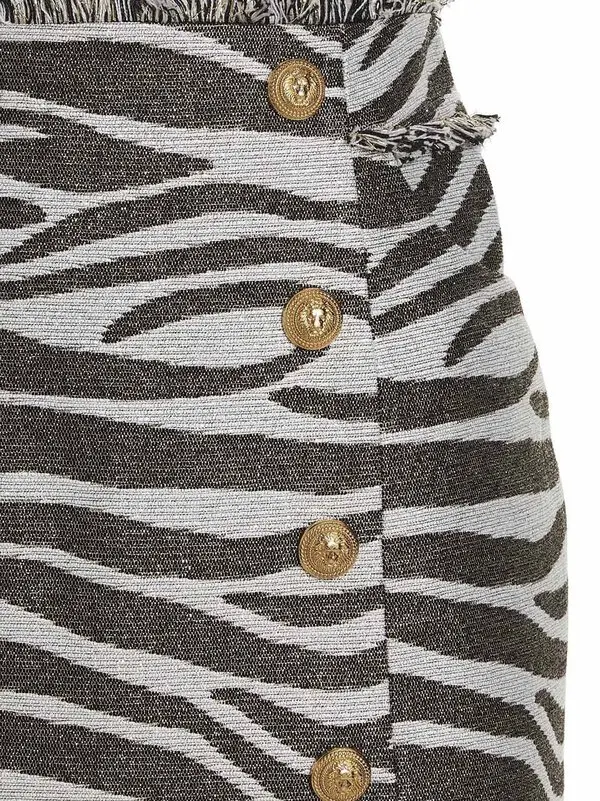 Balmain Lurex Zebra Patterned Skirt