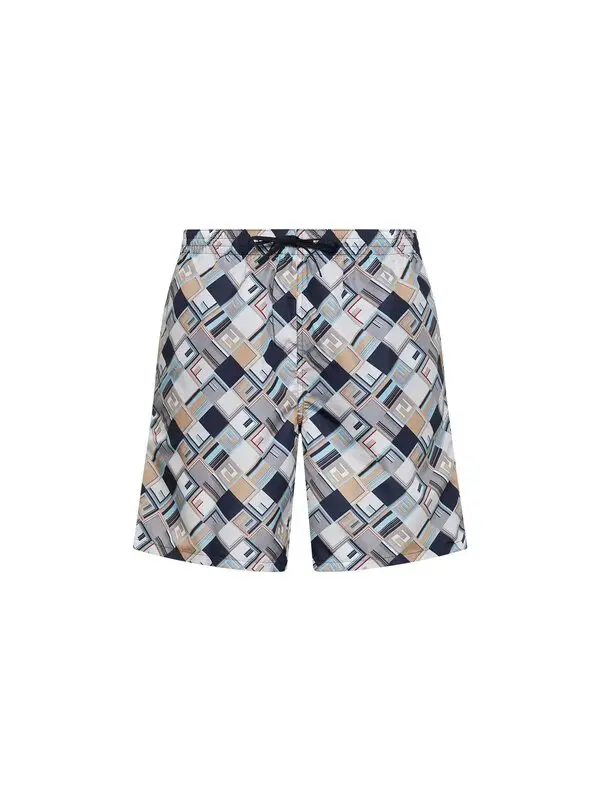 Fendi Ff Check-pattern Nylon Swim Shorts - Multicolor