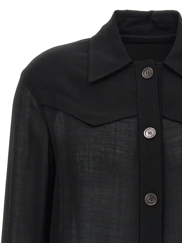 FERRAGAMO Semi-sheer Wool Shirt Jacket