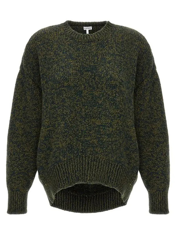 Loewe Melange Wool Double Neck Sweater - Green
