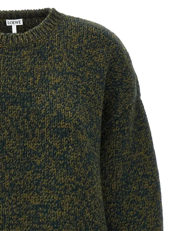 Loewe Melange Wool Double Neck Sweater - Green