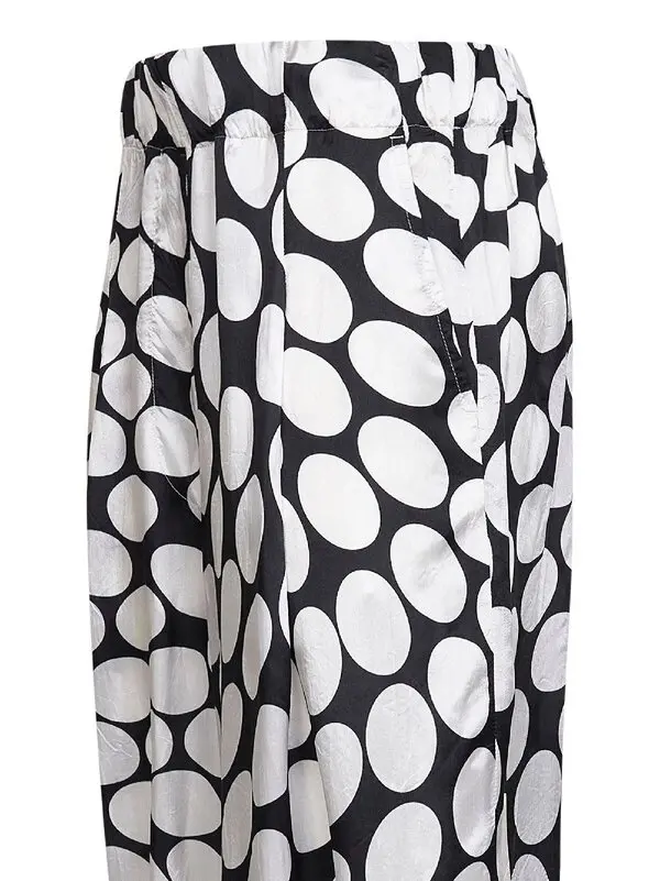 Dries Van Noten Black Viscose Wide-leg Trousers With Soft Ellipses Print - Multicolor