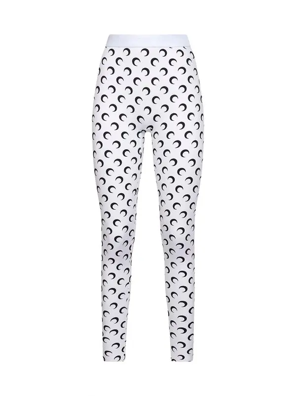 MARINE SERRE Optical White Moon Print Recycled Jersey Leggings - Multicolor