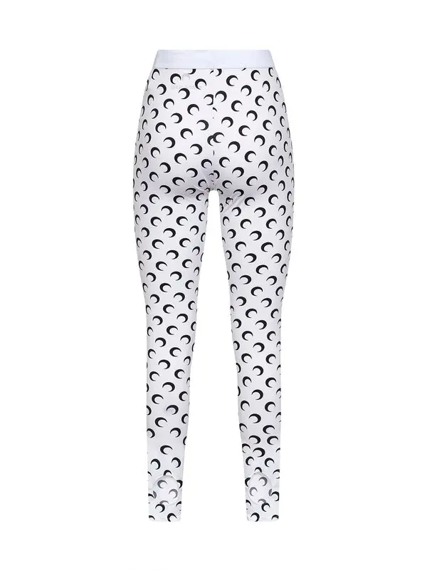 MARINE SERRE Optical White Moon Print Recycled Jersey Leggings - Multicolor