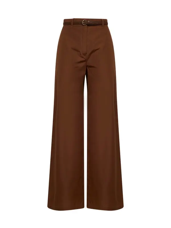 Max Mara Belted Cotton Poplin Trousers