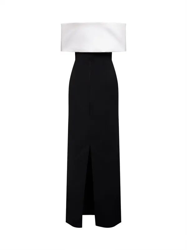 SELF-PORTRAIT Black Crepe Flower Maxi Dress