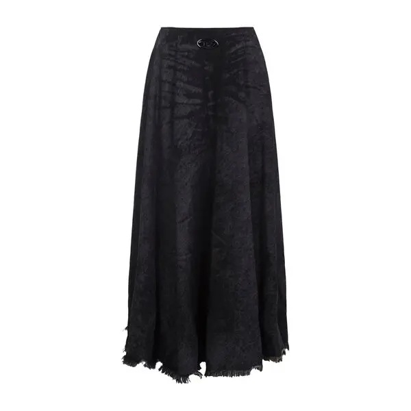 DIESEL® De-hannie Skirt With Fringed Hem - Black