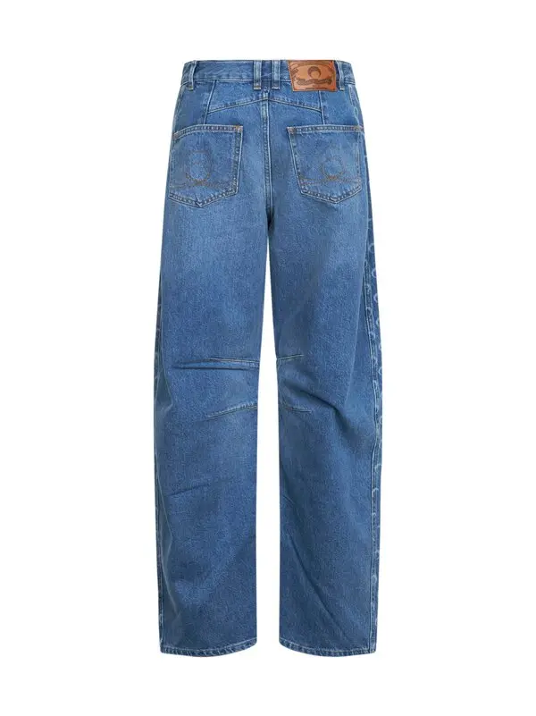 MARINE SERRE Light Blue Denim Moon Laser Baggy Jeans