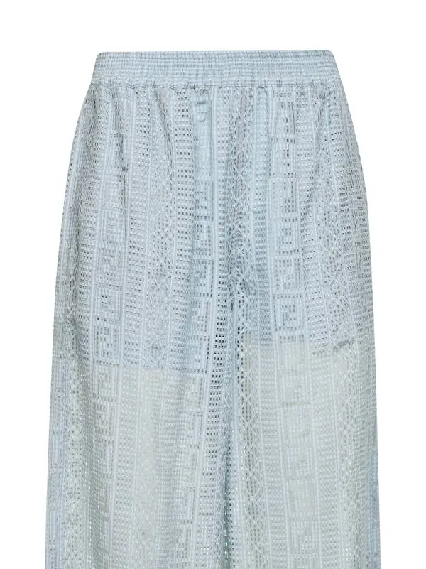 Fendi Light Blue Burnout Silk Blend Pajama Trousers