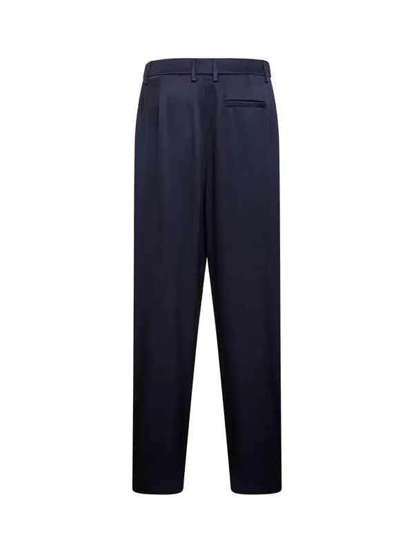 Giorgio Armani Blue Double Silk Satin One-pleat Trousers - Multicolor
