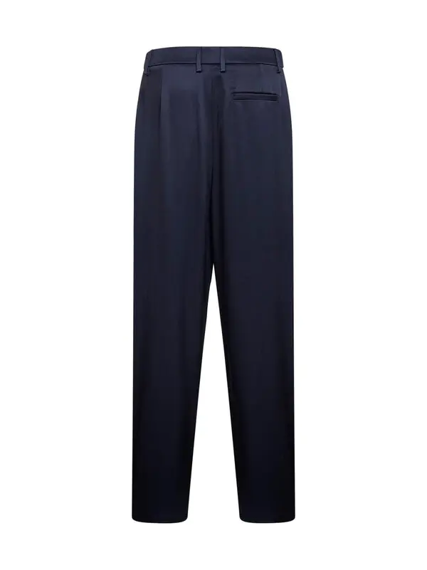 Giorgio Armani Blue Double Silk Satin One-pleat Trousers - Multicolor